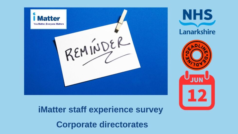 Deadline for corporate teams to complete iMatter | NHS Lanarkshire